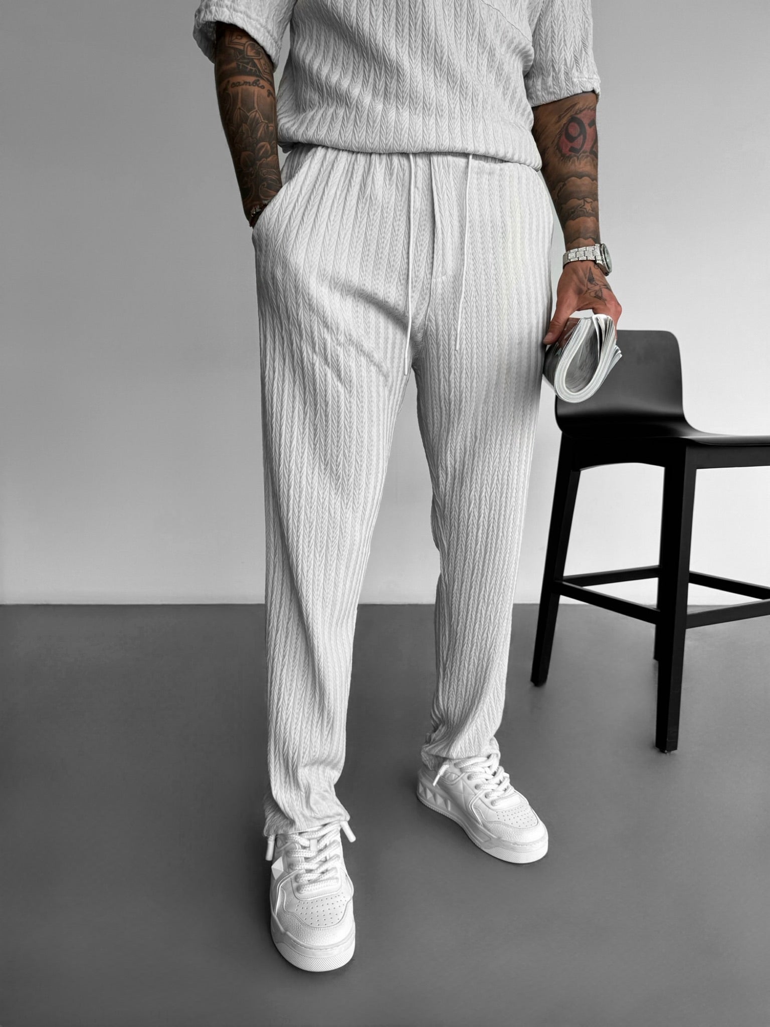 Loose Fit Structured Trousers - Grey – Kleidermafia