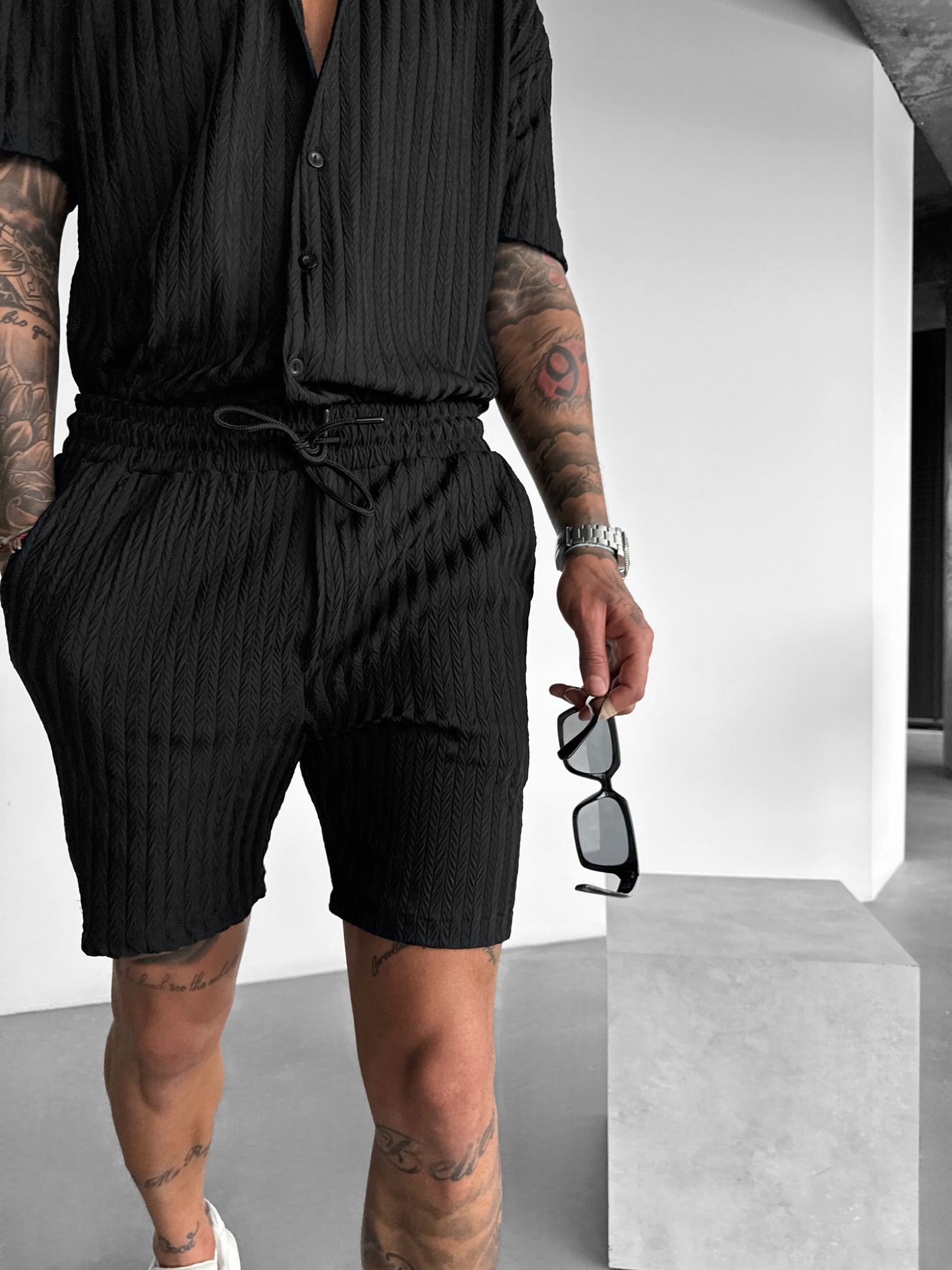 Loose Fit Structured Shorts - Black – Kleidermafia