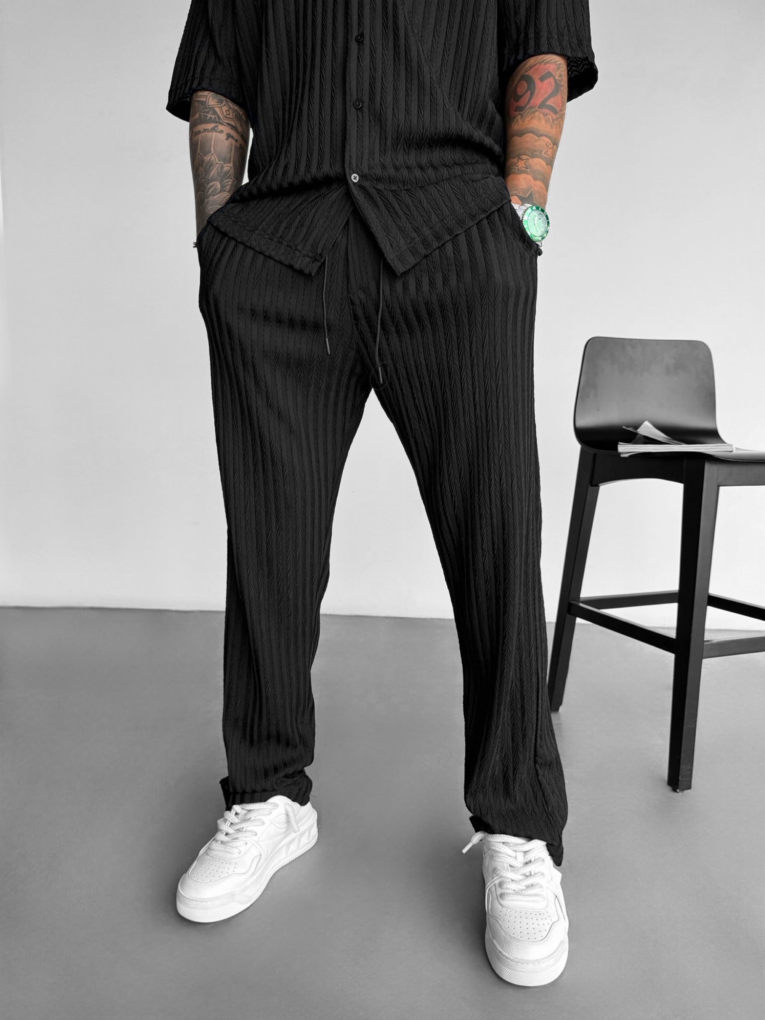 Loose Fit Structured Trousers - Black – Kleidermafia